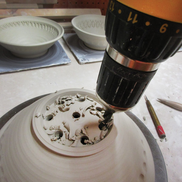 Drill hole in porcelain store